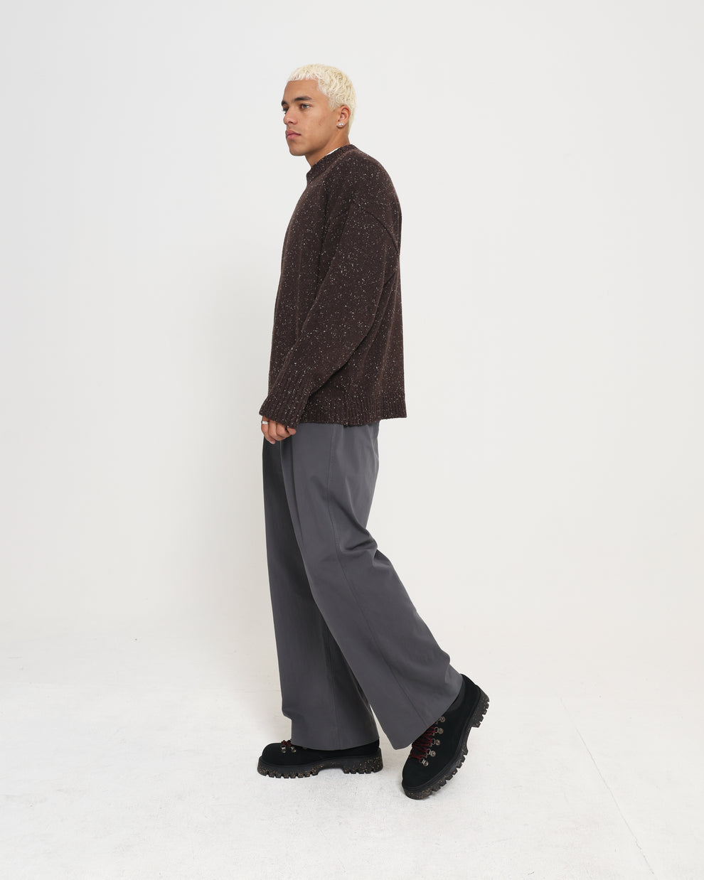 Crew Neck Sweater - Brown Speckle – Five By Flynn